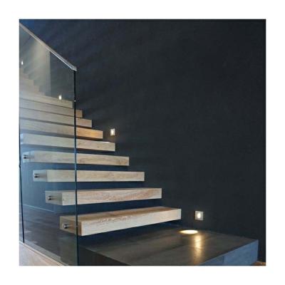 Cina Oak wood floating staircase wood tread stair contemporary floating stairs in vendita