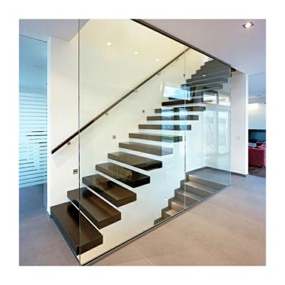 China Wood step floating staircase stair treadwooden design floating handrails for stairs à venda