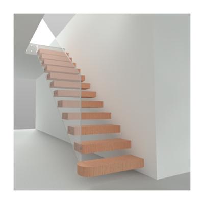 Cina Floating oak wood tread stairs price prefabricated modern wood stairs floating staircase in vendita