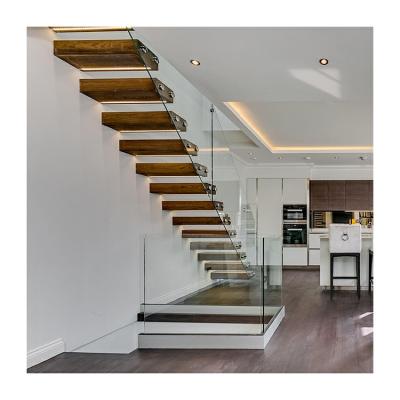 Cina Wood steps floating stairs wooden tread stair floating staircases in vendita