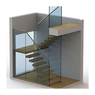 Cina Steel wood straight floating stairs wood suspension winding staircase stone floating stairs in vendita