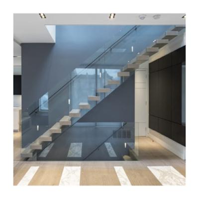 Cina Straight wood tread floating staircase cantilever wooden modern floating staircase in vendita