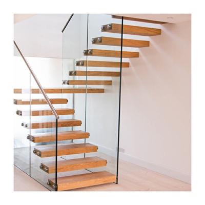 China Modern wood floating stairs design indoor wooden floating staircase kit Te koop