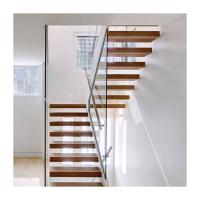 China Led floating wooden staircase solid wood floating stairs perth for sale