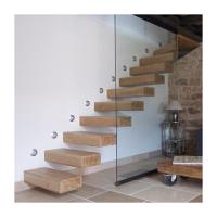 China Led floating wooden staircase solid wood floating stairs perth for sale