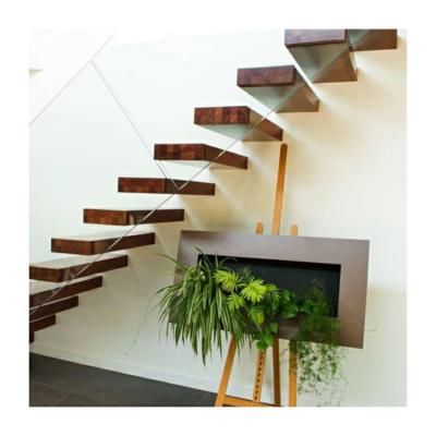 中国 Floating wood stair oak wood tread single stringer floating stairs 販売のため