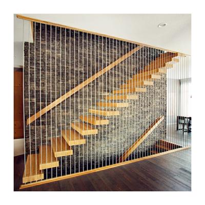 Cina Steel wood floating cantilevered wooden stairs floating stone steps in vendita