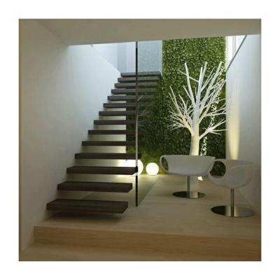 Cina Wood tread floating staircase wooden straight staircase floating stair steps in vendita