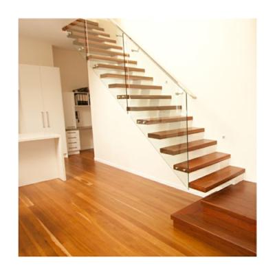 Cina Wood tread floating staircase wooden straight staircase floating stair steps in vendita