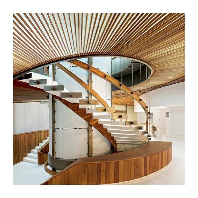 Cina Wood tread floating staircase wooden straight staircase floating stair steps in vendita