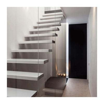 Cina Floating woodenstaircase l shaped wood staircase floating modern stairs in vendita
