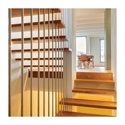Cina Wood stair treads floating staircase wood service stairs hidden beam floating staircase in vendita
