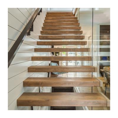 Cina Wood stair treads floating staircase wood service stairs hidden beam floating staircase in vendita