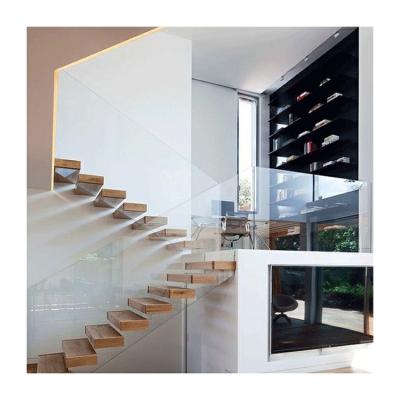 Cina Wood stair treads floating staircase wood service stairs hidden beam floating staircase in vendita