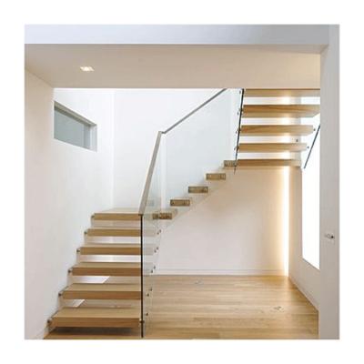 Cina Wood floating staircase design wood treads floating stair hardware in vendita