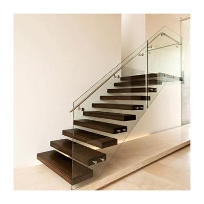Cina Wood treads floating stairs- wooden exterior stair treads indoor floating staircase in vendita