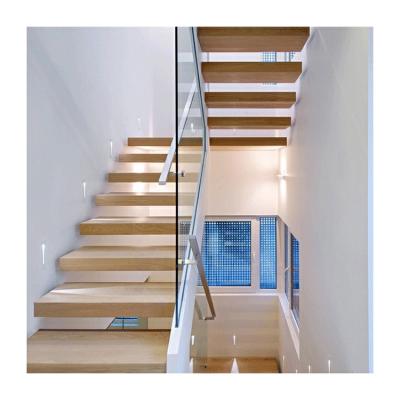 Cina Floating wooden ladder solid wood stair treads used floating staircase in vendita