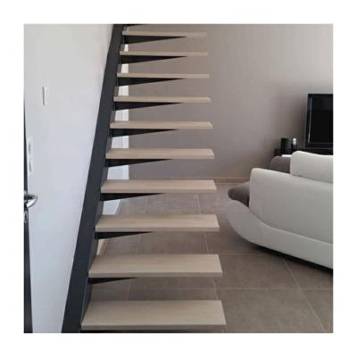 Cina Customized wood floating staircase making wooden floating stairs outside in vendita