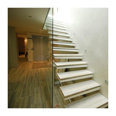 Cina Customized wood floating staircase making wooden floating stairs outside in vendita