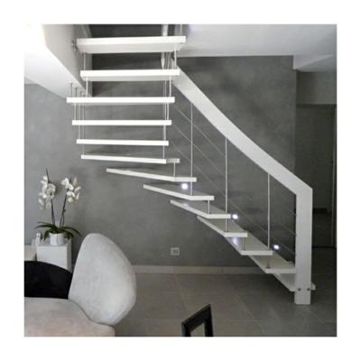 Cina Customized wood floating staircase making wooden floating stairs outside in vendita