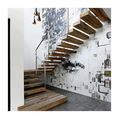Cina Floating solid wood steps staircase type of wood stair railings floating staircase ronald malfi in vendita