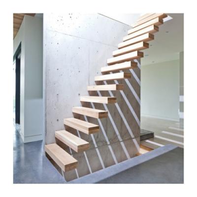 Cina Wooden tread floating stairs wood stairs lowe price floating steps for sale in vendita