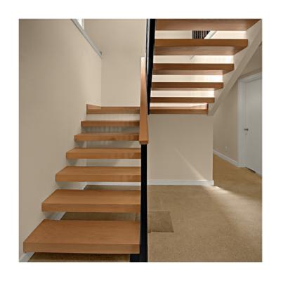 Cina Wood floating wood staircase floating stair stringers in vendita