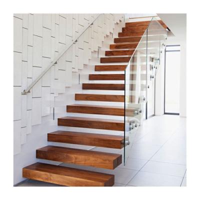 Cina Wood floating wood staircase floating stair stringers in vendita