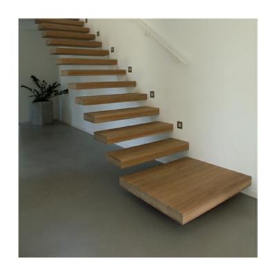 Cina Solid wood treads floating stair wood staircase design floating stairs deck in vendita