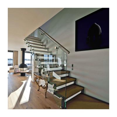 Cina Solid wood treads floating stair wood staircase design floating stairs deck in vendita