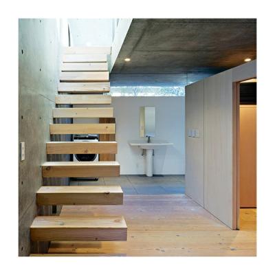 Cina Floating staircase with wood treads wood grill design staircase floating stairs construction drawing in vendita