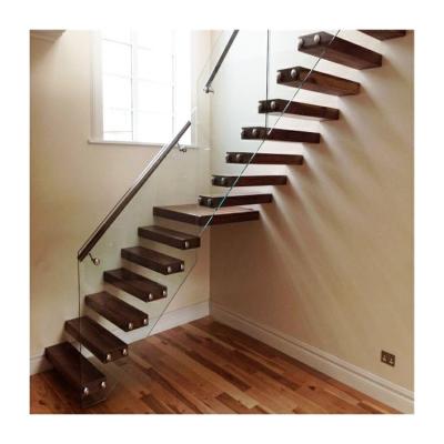 Cina Timber tread floating stair wooden staircase floating stairs design in vendita