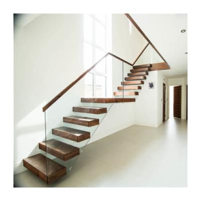 China Timber tread floating stair wooden staircase floating stairs design à venda