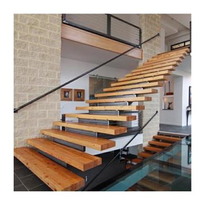 Cina Build wooden floating staircase house wood floating stairs detail in vendita