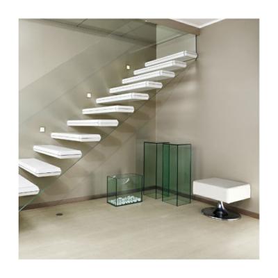 Cina Floating solid wood staircase wood stairs floating marble staircase in vendita