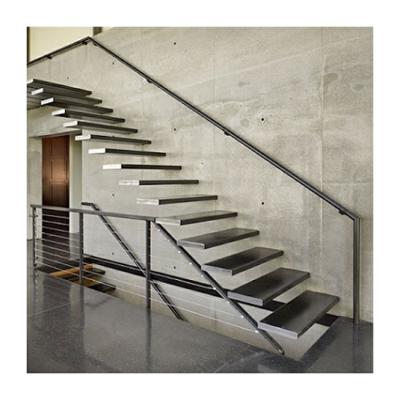 Cina Floating solid wood staircase wood stairs floating marble staircase in vendita