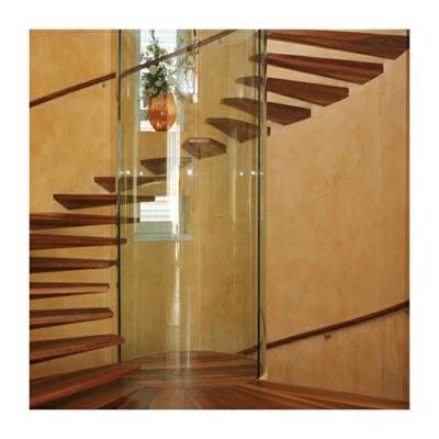Cina Wood glass floating staircase price red wood floating staircase cost in vendita