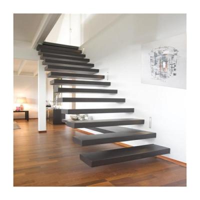 Cina Floating wood staircase design wood box staircase floating loft stairs in vendita