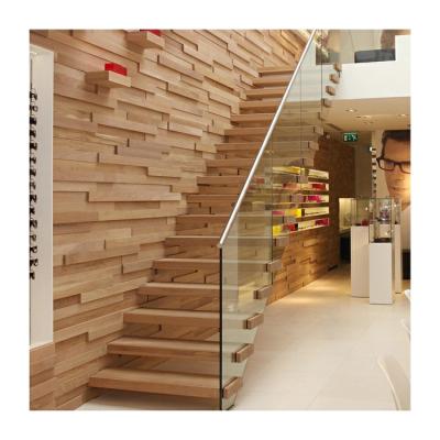 Cina Floating wood staircase design wood box staircase floating loft stairs in vendita