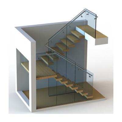 Cina Floating stair wood modular solid wood floating stairs safety in vendita