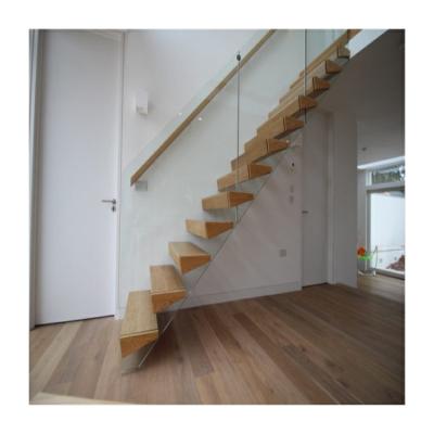 Cina Floating stair wood modular solid wood floating stairs safety in vendita