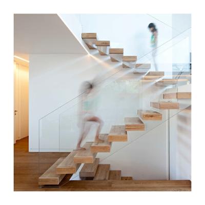 Cina Floating stair wood modular solid wood floating stairs safety in vendita