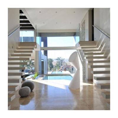 Cina Stairs floating with oak wood tread in wood floating double staircase in vendita