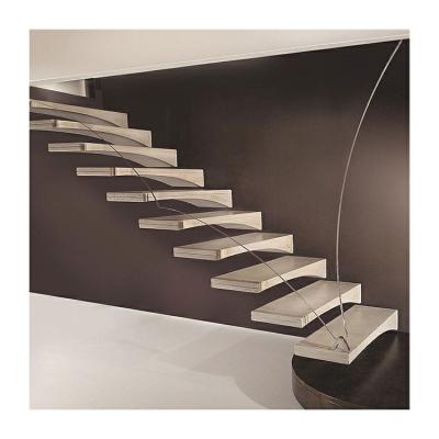 Cina Stairs floating with oak wood tread in wood floating double staircase in vendita