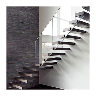 Cina Floating timber staircase design hardwood modern floating stairs in vendita