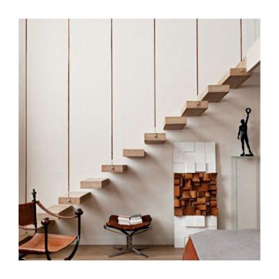 Cina Floating timber staircase design hardwood modern floating stairs in vendita