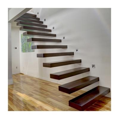 Cina Floating timber staircase design hardwood modern floating stairs in vendita