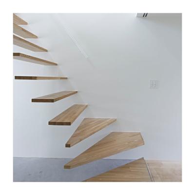 China Solid wooden floating staircase oak wood staircase floating stairs with railing à venda