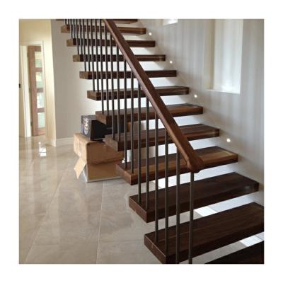 China Solid wooden floating staircase oak wood staircase floating stairs with railing à venda