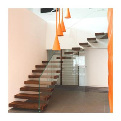 China Solid wooden floating staircase oak wood staircase floating stairs with railing à venda
